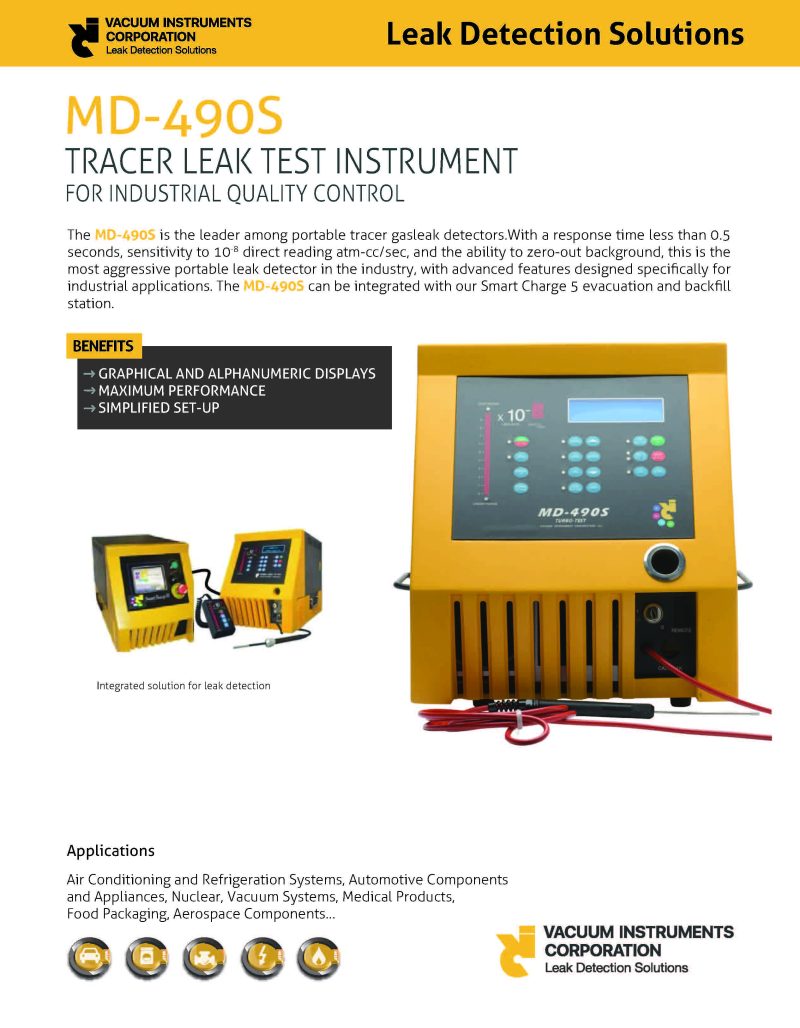 MD-490S: Helium Leak Detector - Vacuum Instruments Corporation